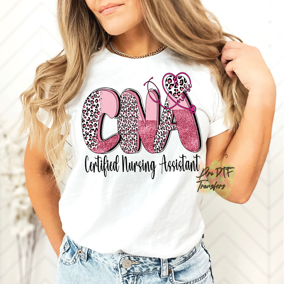 N223 Nurse CNA Pink Full Color DTF Transfer | Pro DTF Transfers
