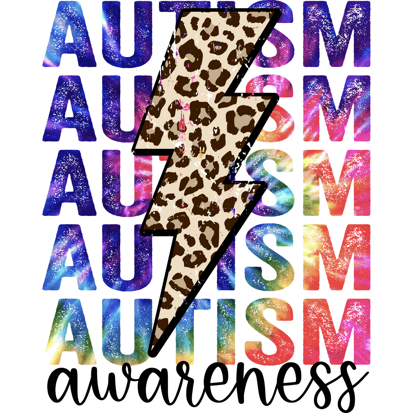 AA6 Autism Lightning Bolt Full Color DTF Transfer | Pro DTF Transfers